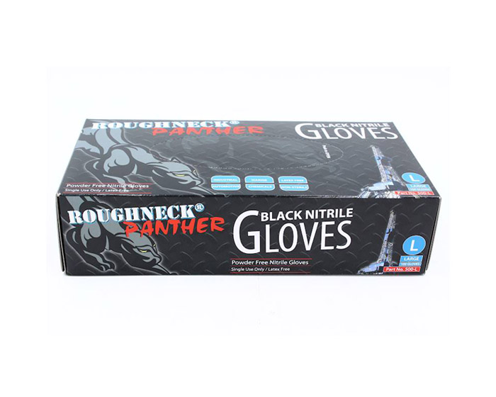 Roughneck® ROU500L | Panther Black Nitrile Gloves, Powder Free, Large ...